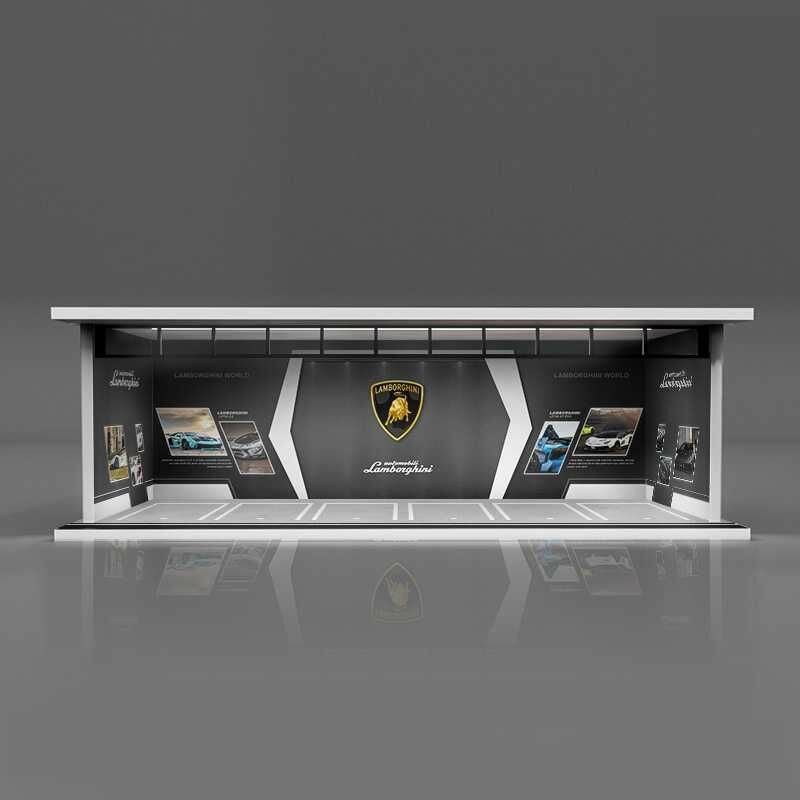 Диорама гараж MoreArt Porsche с подсветкой для машинок для моделей 1:64. Игрушечный гараж, парковка для машинок