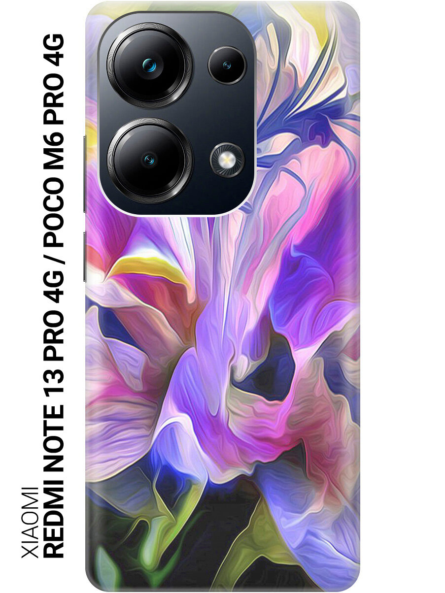 Силиконовый чехол на Xiaomi Redmi Note 13 Pro 4G / Poco M6 Pro 4G / Сяоми Редми Ноут 13 Про 4г / Поко М6 Про 4г с рисунком "Цветочная абстракция"