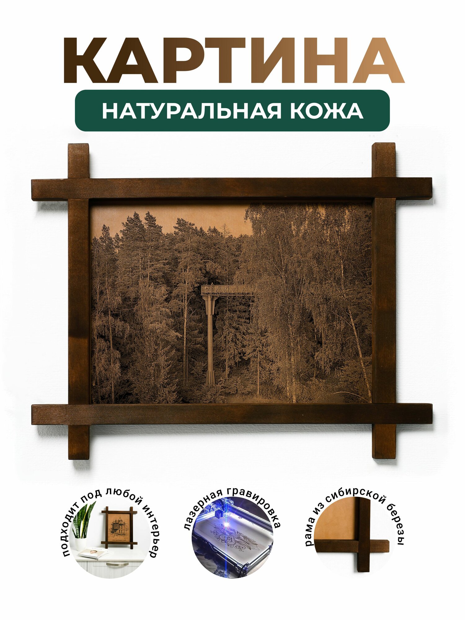 Картина интерьерная из кожи "Аникщяйский региональный парк, Литва", BoomGift