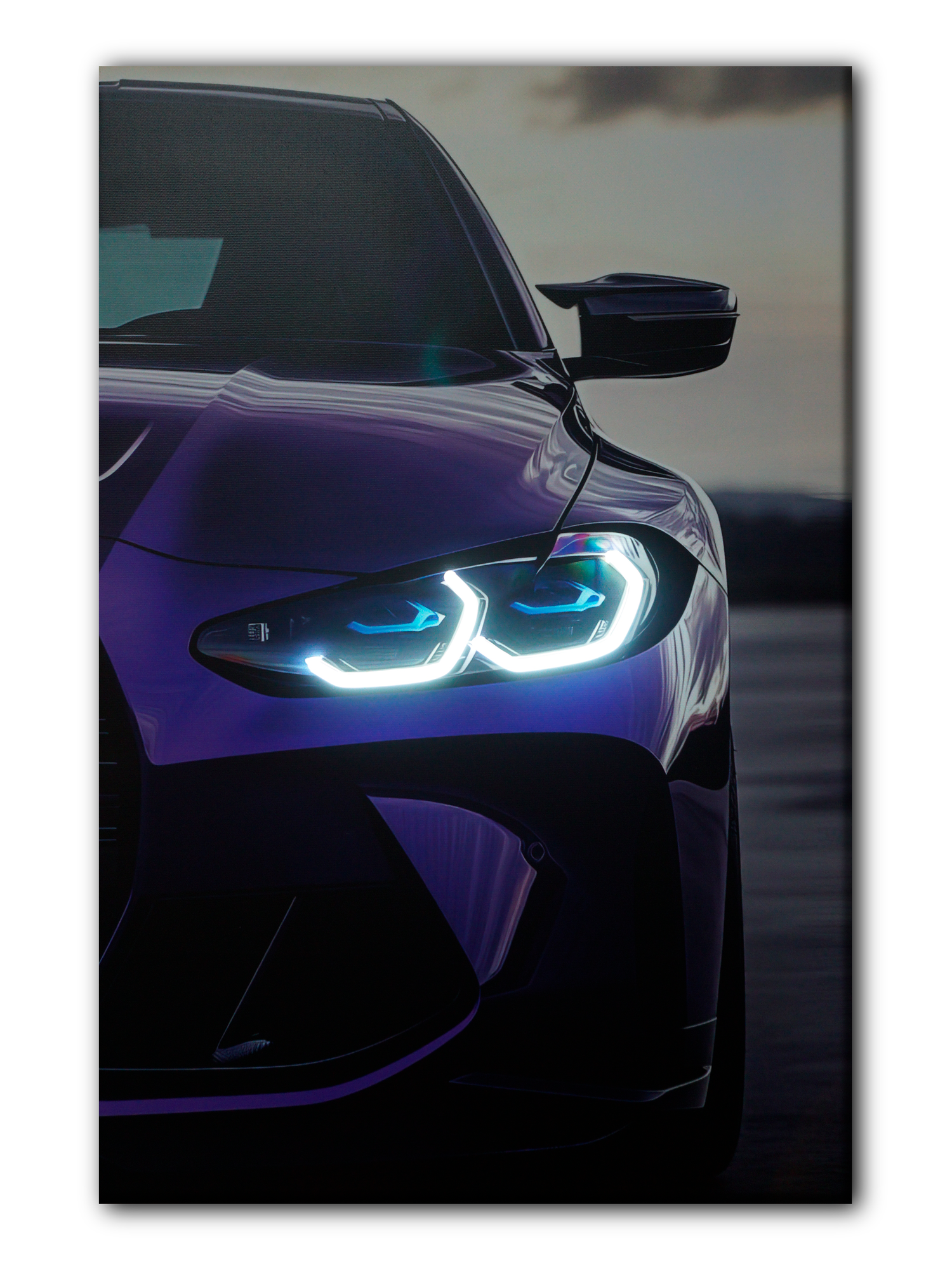 Декоративная картина с неоновой подсветкой на холсте " BMW M3 G80" картина ночник + пульт