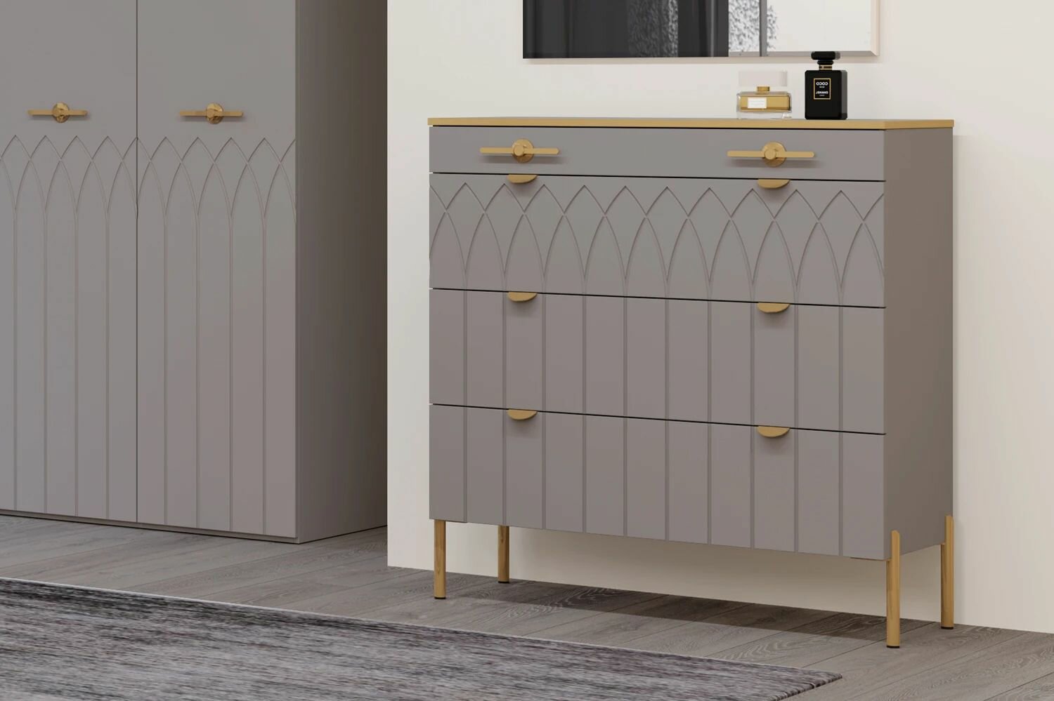 Комод с ящиками Капри 2, 1043x1010x427, цвет Мокко, Силк анис