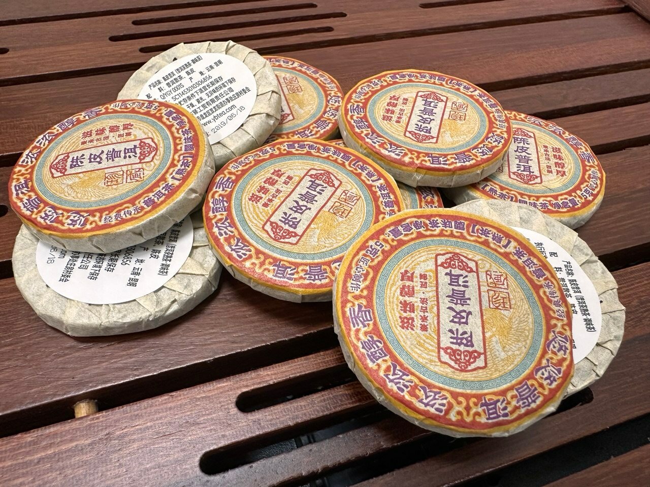 Чай Шу Пуэр с кожурой мандарина, Чэнь Пи Пуэр - набор 10 мини-блинчиков