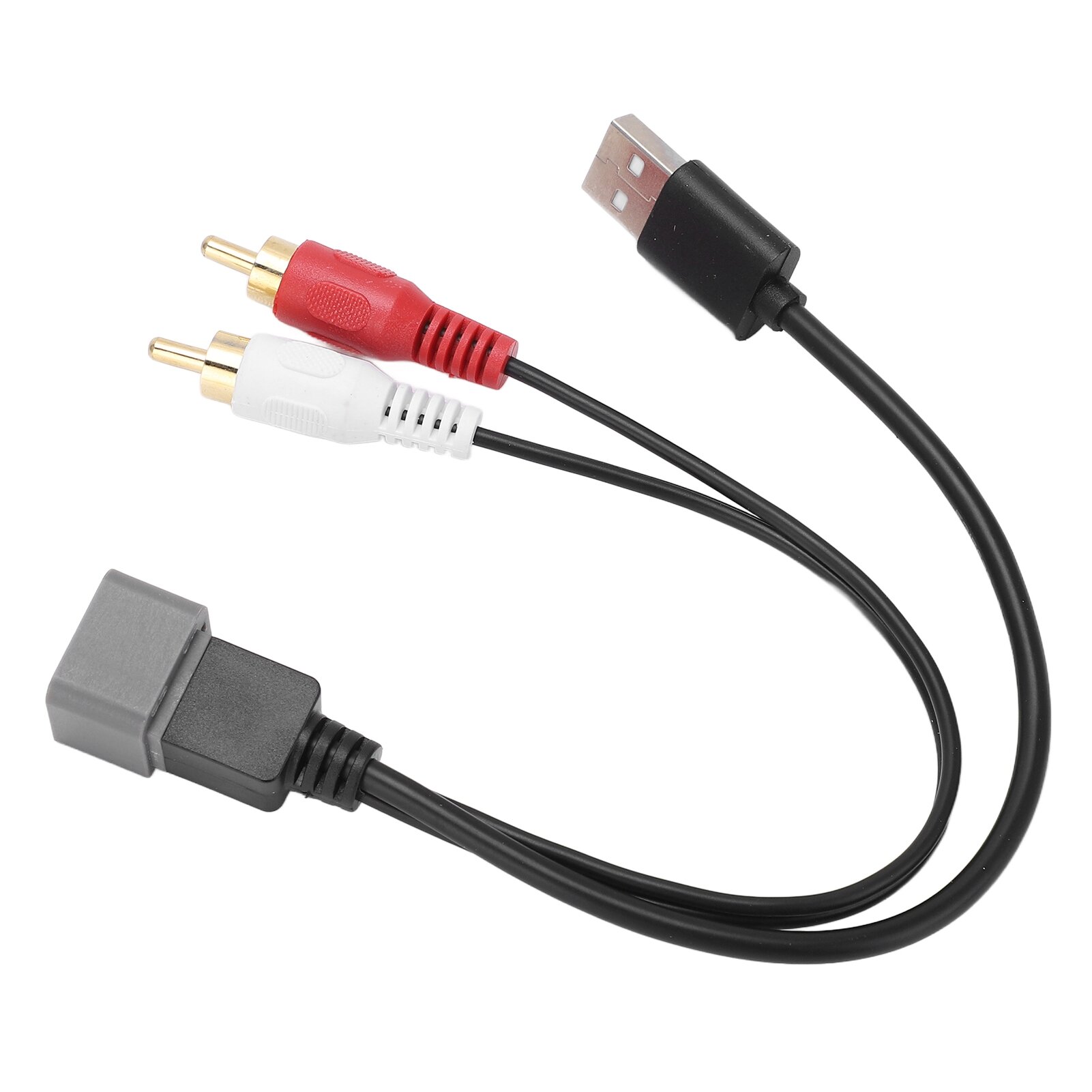 Адаптерный кабель USB RCA 8Pin длиной 23cm/9.06in для замены в Nissan Cube 2011‑2012, Nissan Juke 2011‑2013, Nissan Versa 2011‑2012 с коннекторами USB + 2 RCA для автомобильной аудиосистемы CD плеера