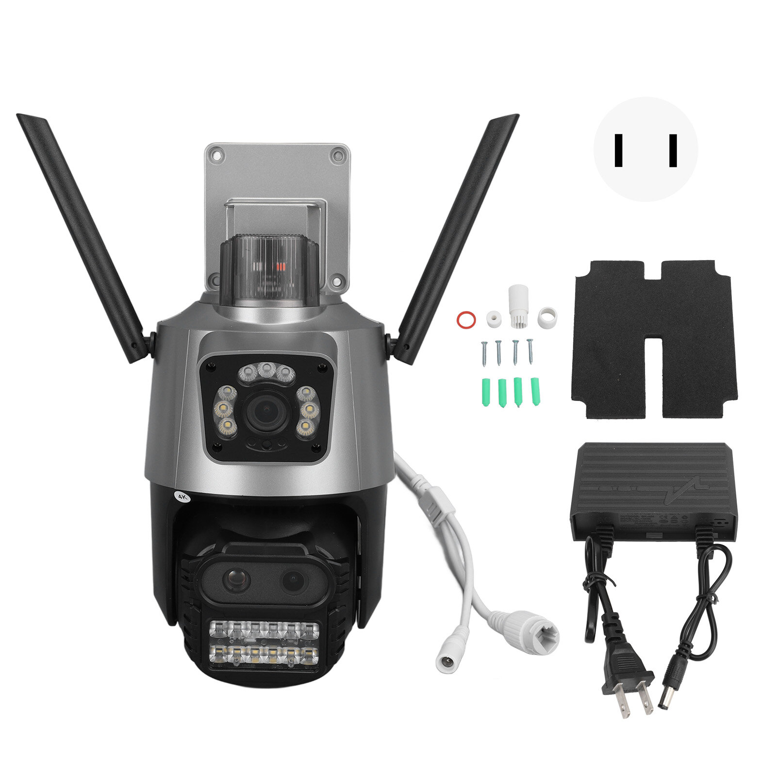 9 -мегапиксельная камера с наружным камерой безопасности 6K Wi -Fi Camera Camera Head с 3 -м объектом обнаружения движения Night Vision 2 Way Audio Dual -Screen для крышки для помещений 100–240 В QX81 2