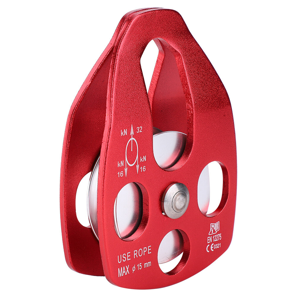 Уличный портативный авиационный алюминиевый боковой блок с одним шкивом для альпинизма, спасательных работ на большой высоте и торможения (красный).