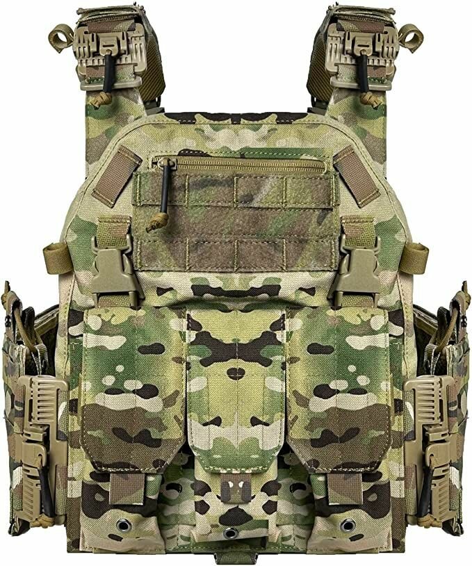 Тактический бронежилет для охоты с регулируемыми застежками и подсумками, цвета Multicam, Black, Ranger Green