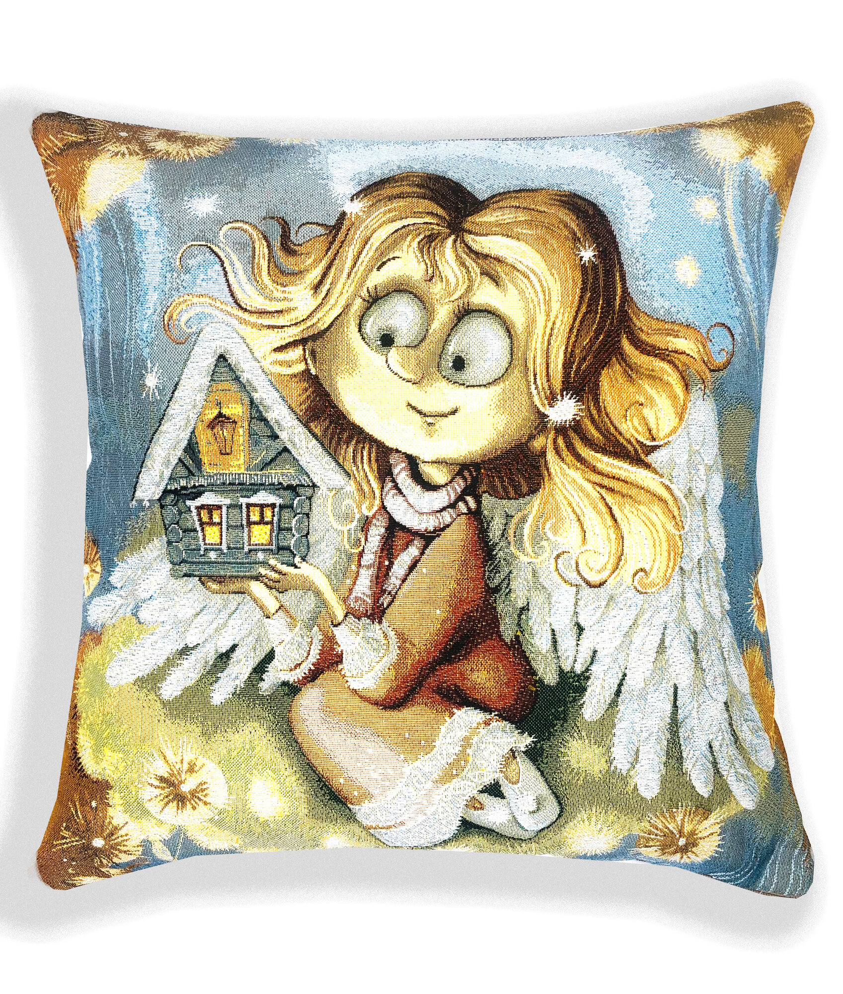 Декоративная гобеленовая наволочка " Ангел Оберегаю твой дом" 45*45 см, MIDA VANERI