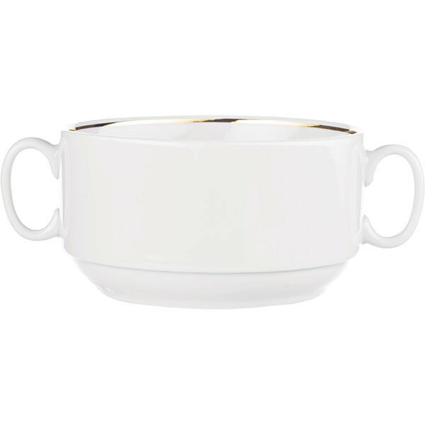 Бульонная чашка D=11.7, H=6.4см; белый, золотой (Добрушский фарфоровый завод)