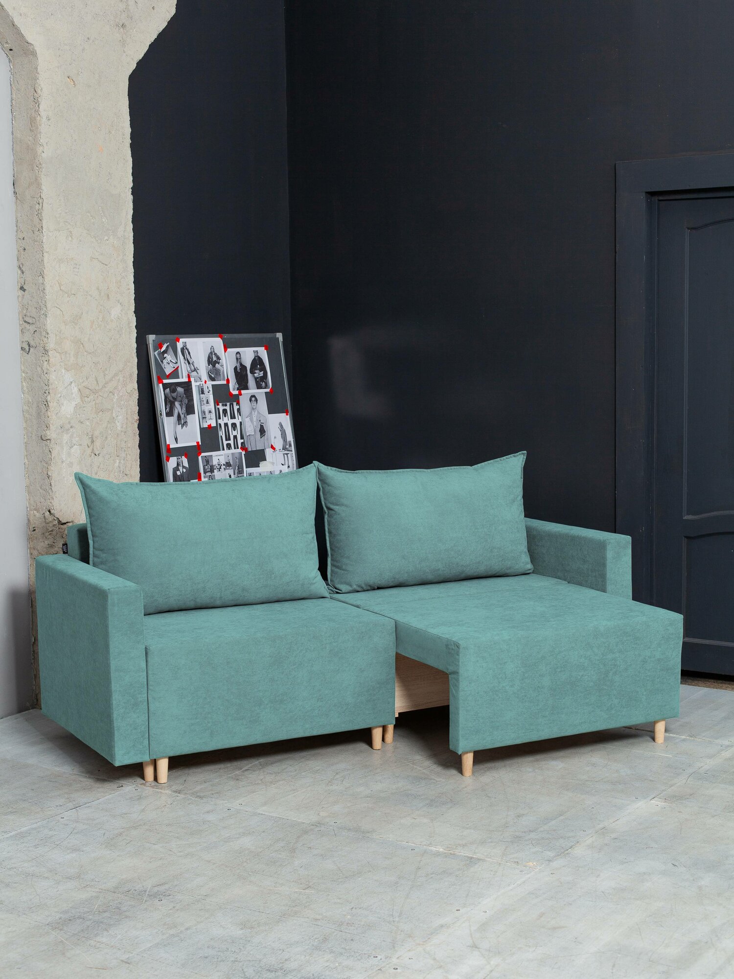 Раскладной диван кровать Денвер NEW прямой модульный, механизм еврокнижка, 213х102х85 см, бирюзовый