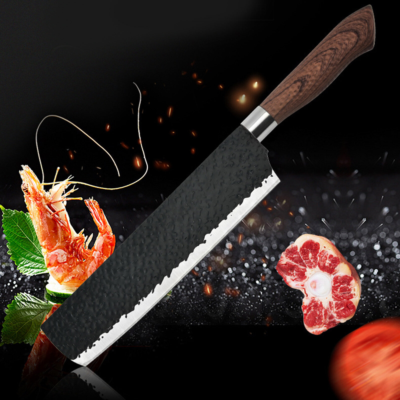 6 шт. набор кованых ножей, многофункциональные эргономичные кованые ножи из нержавеющей стали с деревянной ручкой для домашней кухни