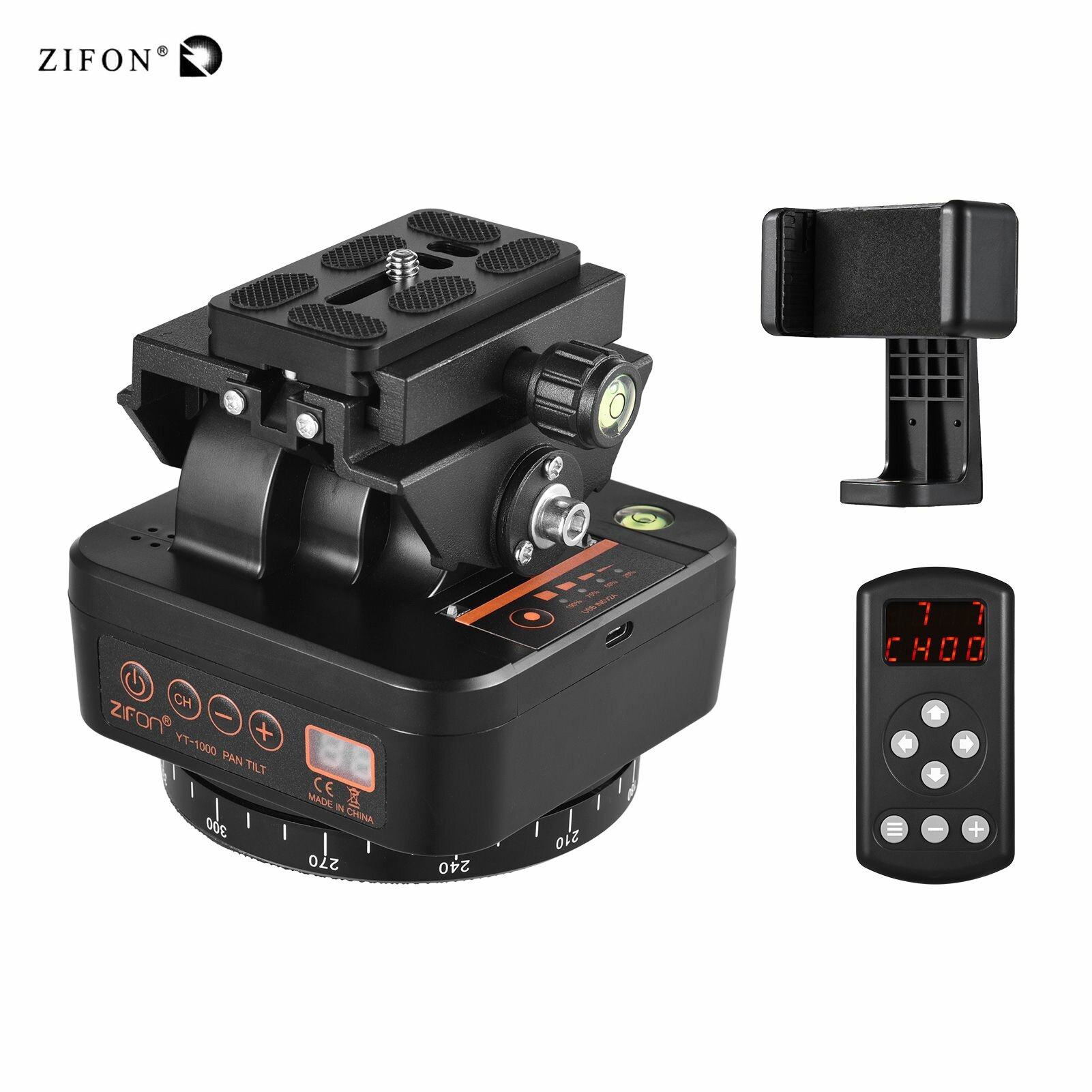 ZIFON YT-1000 2.4G беспроводная автоматическая головка штатива, 360 вращение, 1кг нагрузка, для зеркальных камер и смартфонов