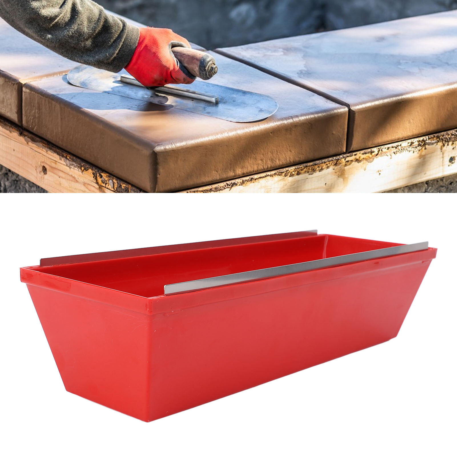Лоток для шпаклевки из пластмассы ABS красного цвета размером 14 дюймов с обрезанными краями, для смешивания цемента, раствора, шпаклевки и краски