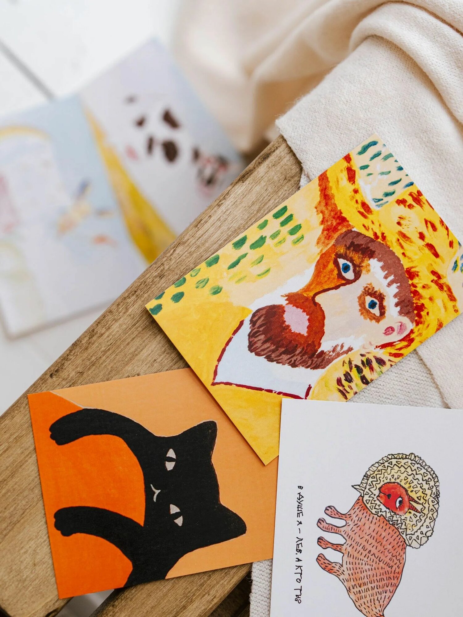 Благотворительные открытки с авторскими рисунками, благое дело, 10*15 см, 5 штук