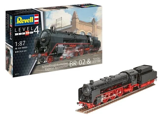 02171 Паровоз Express Locomotive BR02 & Tender 2'2' T30 1/87