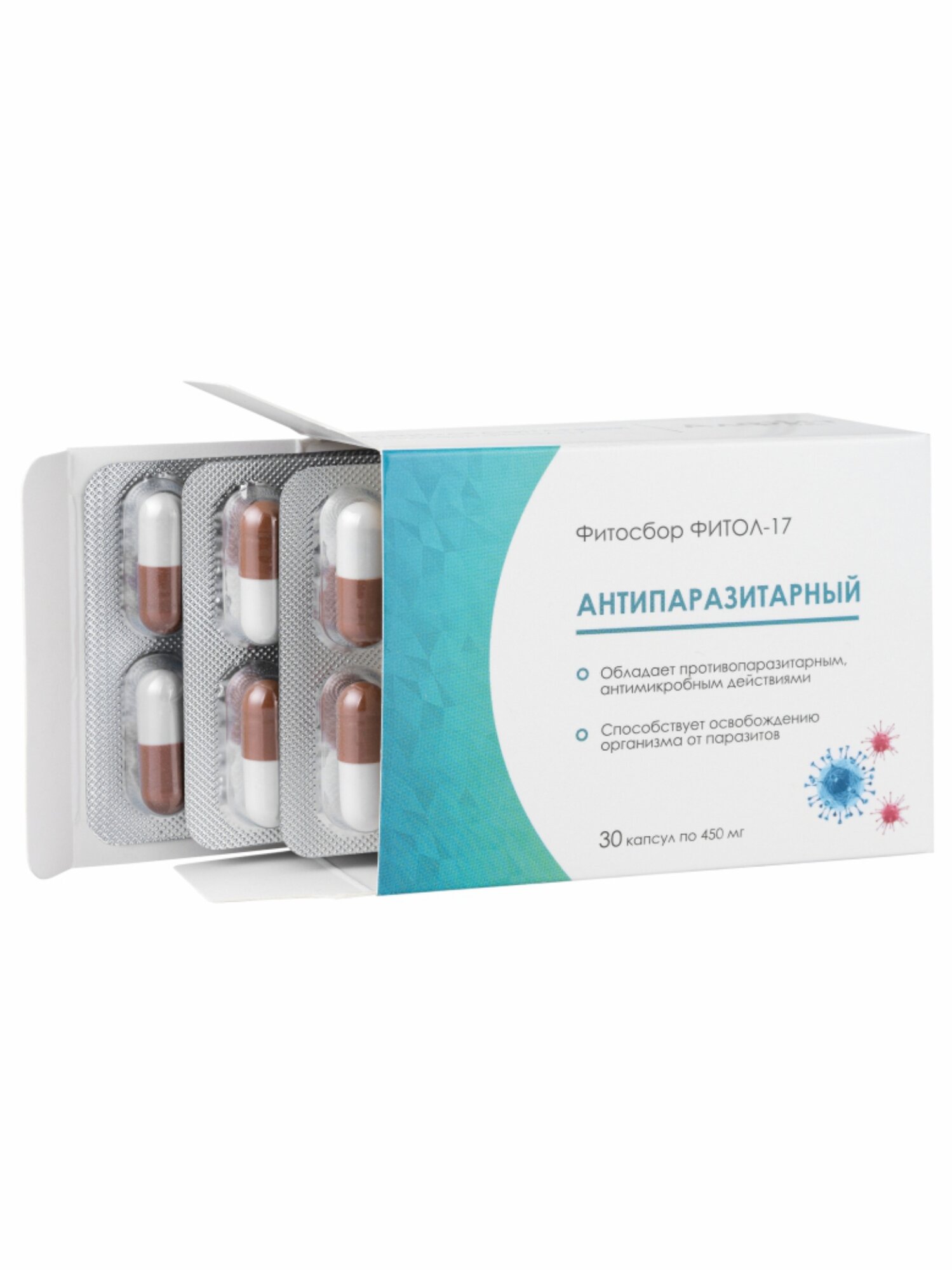 Антипаразитарный фитосбор "Фитол-17" от бренда "Алфит Плюс", 30 капсул по 450 мг