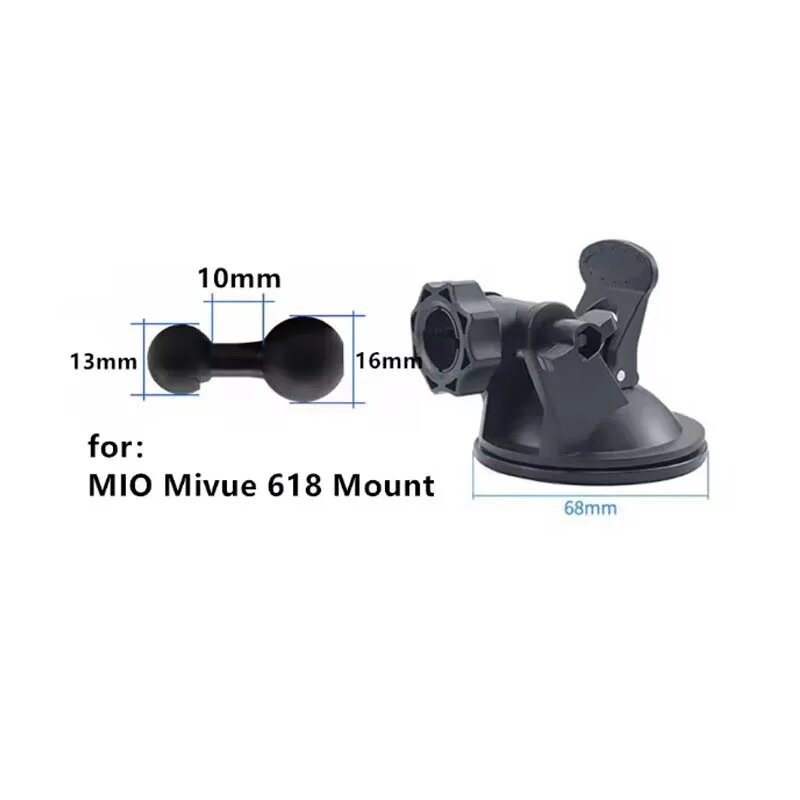 Кронштейн на присоске с двойным шариком 13-16 мм для MIO Mivue 618, крепление для автомобильного видеорегистратора 16-17 мм для Garmin DashCam Drive Zumo GPS 13MM to 16MM