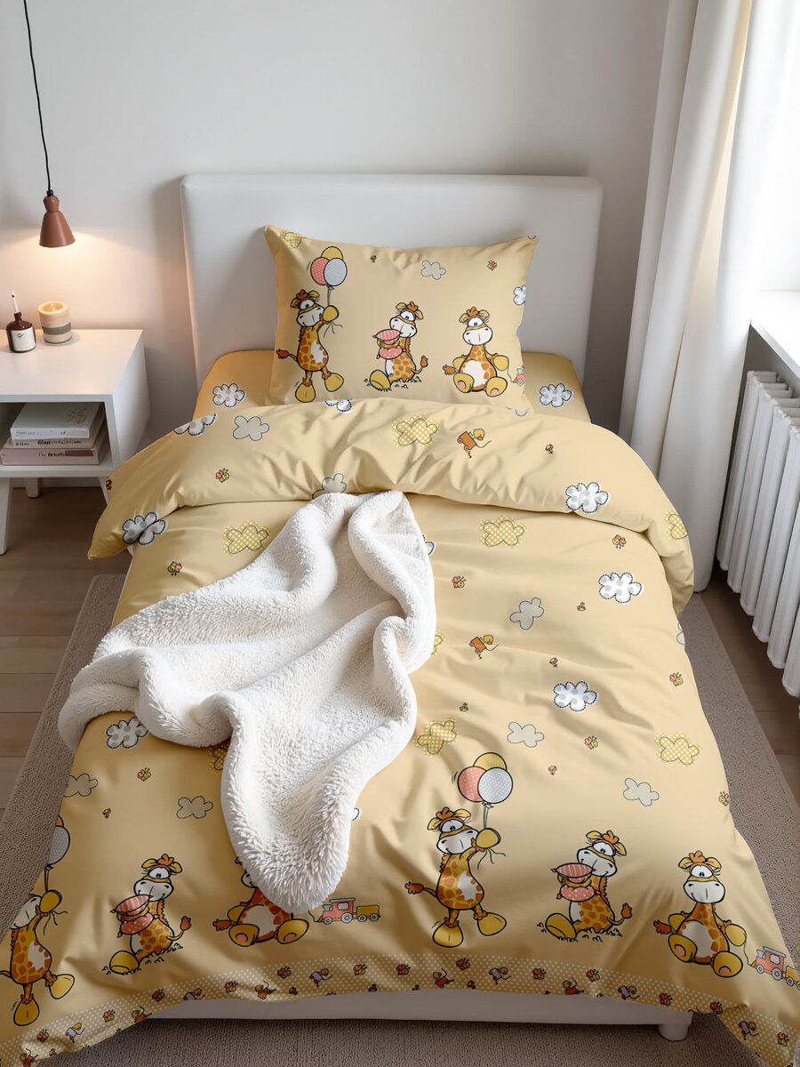Детское постельное белье Сонный Гномик "Жирафы", бязь, 100 % хлопок, 160х80, 351/4