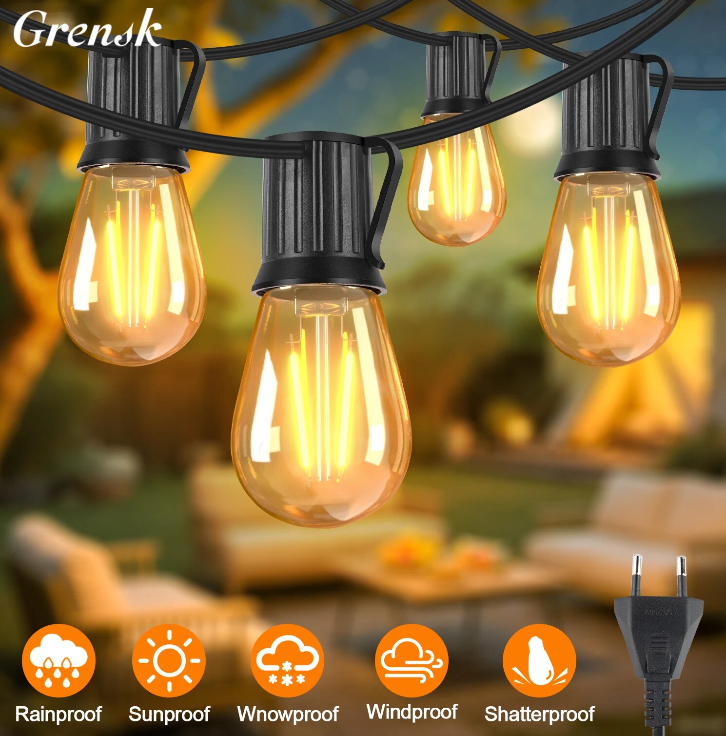 Светодиодная гирлянда Grensk S14, S14G 15M, 15BULB, 1W