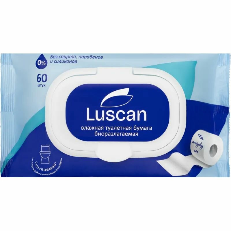 Бумага туалетная влажная Luscan, 60 шт./уп.