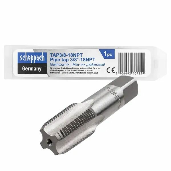 Метчик 3/8-18NPT (дюйм.) Scheppach