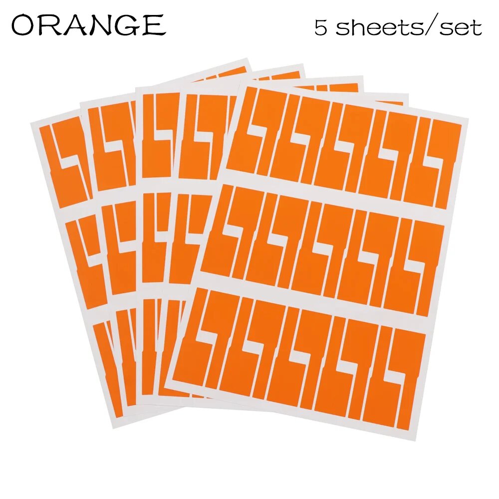 Стикеры для кабелей водонепроницаемые 5 листов orange