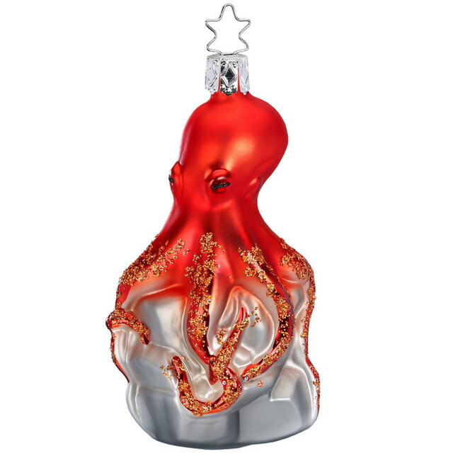 Стеклянная елочная игрушка Осьминог Поли 11 см, Inge Glas (Инге Глас), 10049S020