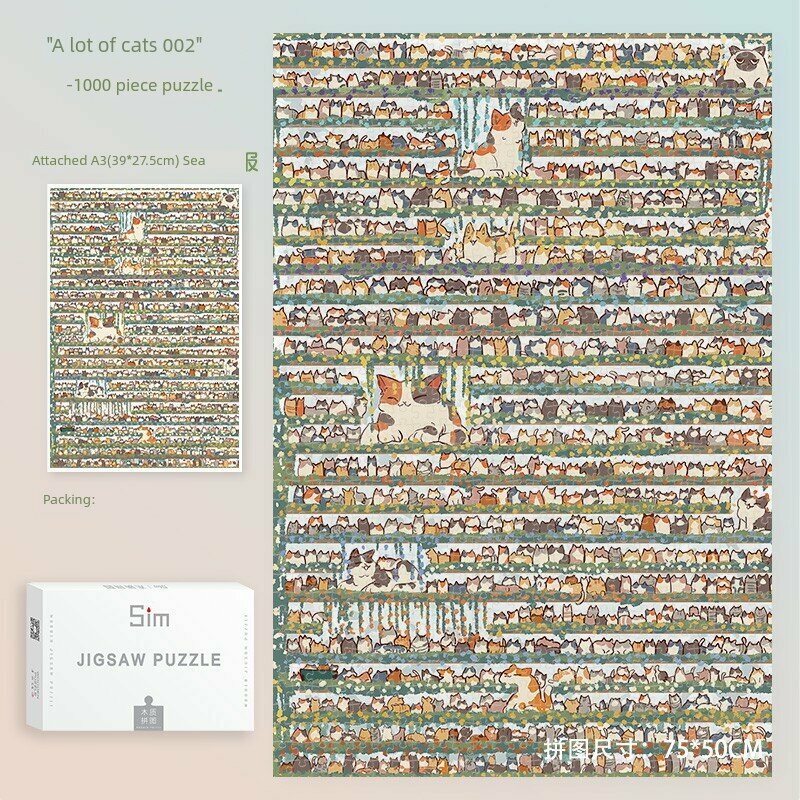 Пазл на 1000 деталей, множество кошек, версия для взрослых на 500 деталей, модная игрушка для снятия стресса, пазл с