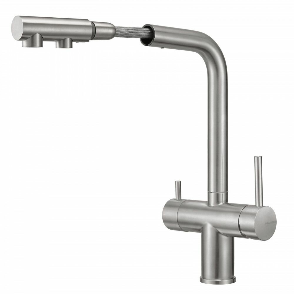 Смеситель для кухни с фильтром MILACIO Almonte-S (MCU.562. SS) нержавеющая сталь (вытяжной излив)