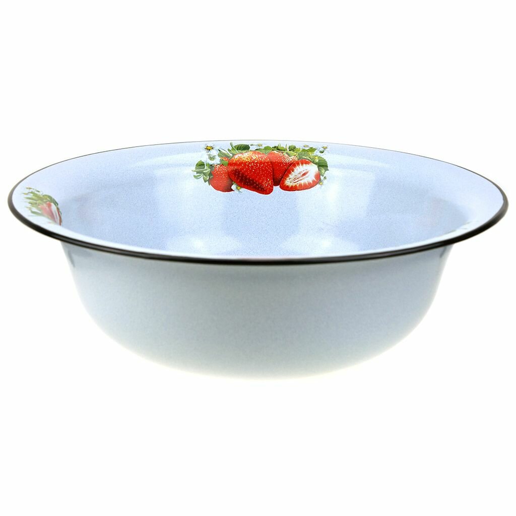 Таз эмалированный Лысьвенские эмали Сочная клубника , 12 литров, белый с рисунком (С-3024/5Рб)