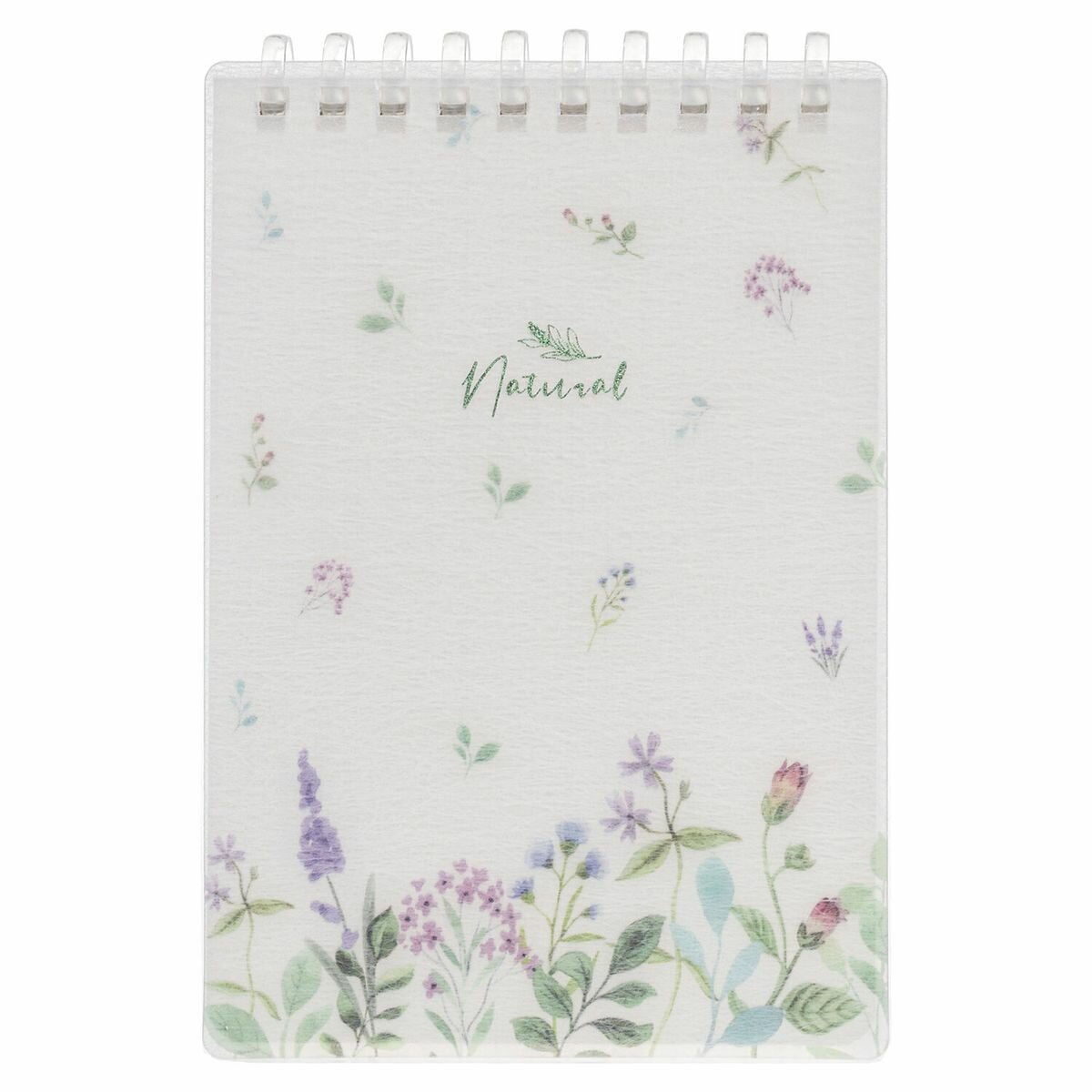 Блокнот малый формат А6 80 л, мягкий гребень, пластик, фольга, клетка, HATBER, NATURAL FLOWERS, 090 (80Б6A1мс_33479)