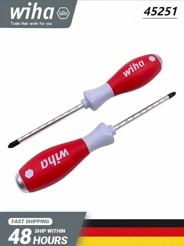 Wiha 45251 Позиционирующий штифт-отвертка 6 мм PH2x100 с возможностью удара, крестовая отвертка