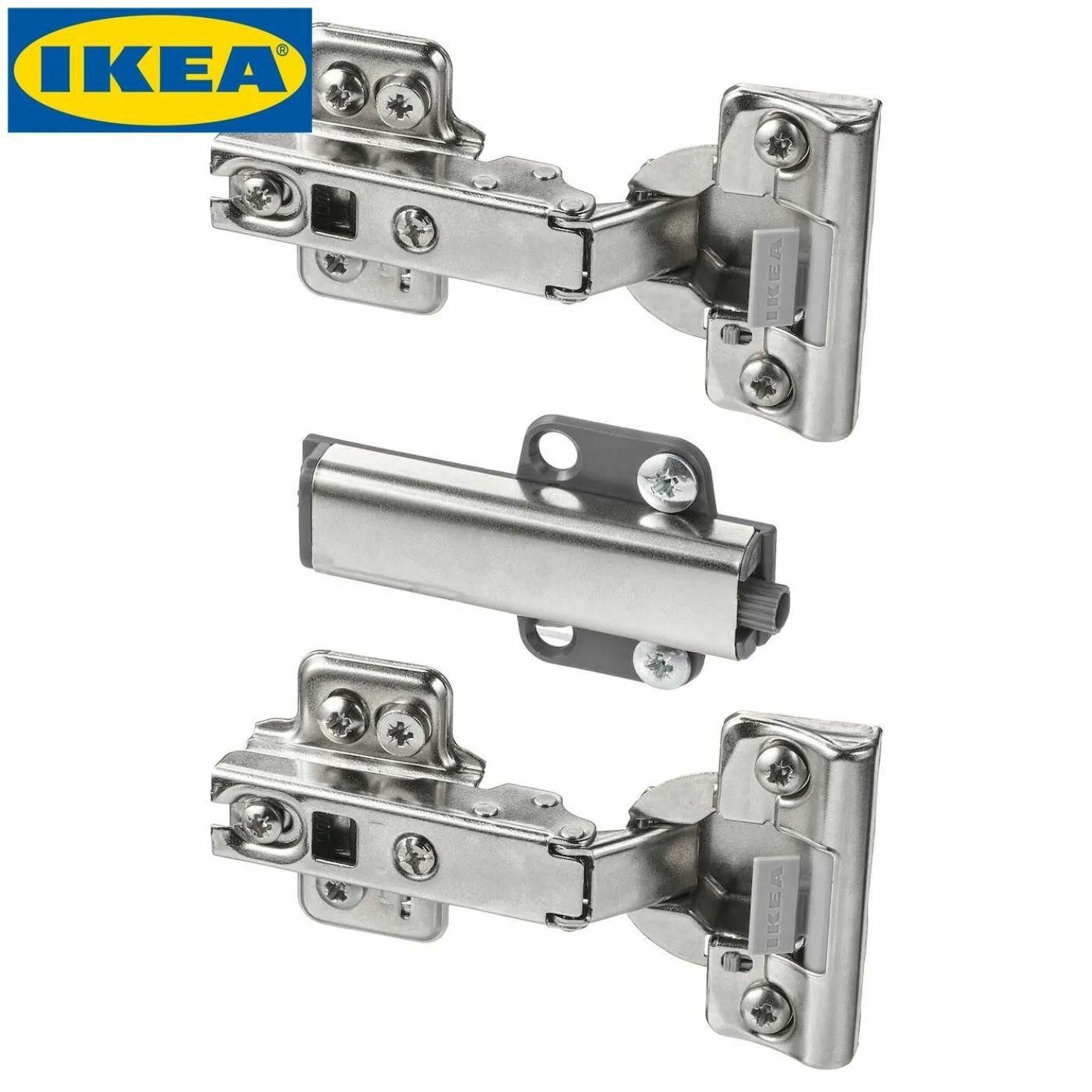 Петля накладная IKEA BESTA бесто нажимная, плавное закрытие, 2 шт, серебристый