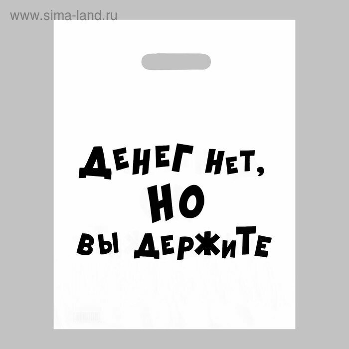Пакет с приколами, полиэтиленовый, с вырубной ручкой, «Денег нет, но вы держите», 31?40 см, 60 мкм — 20 шт.