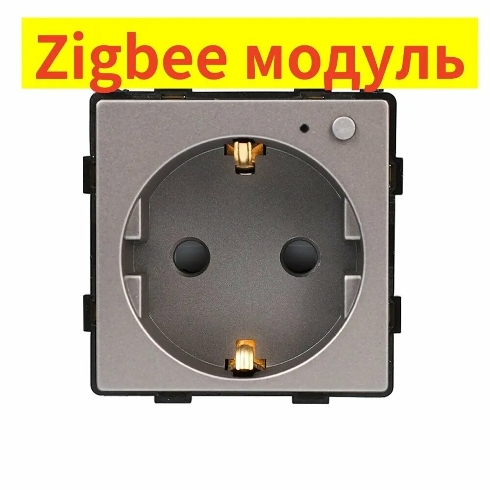 Умная Zigbee розетка, с голосовым управлением, встраиваемая, , без рамки, серый (Алиса, Маруся, Smart life)