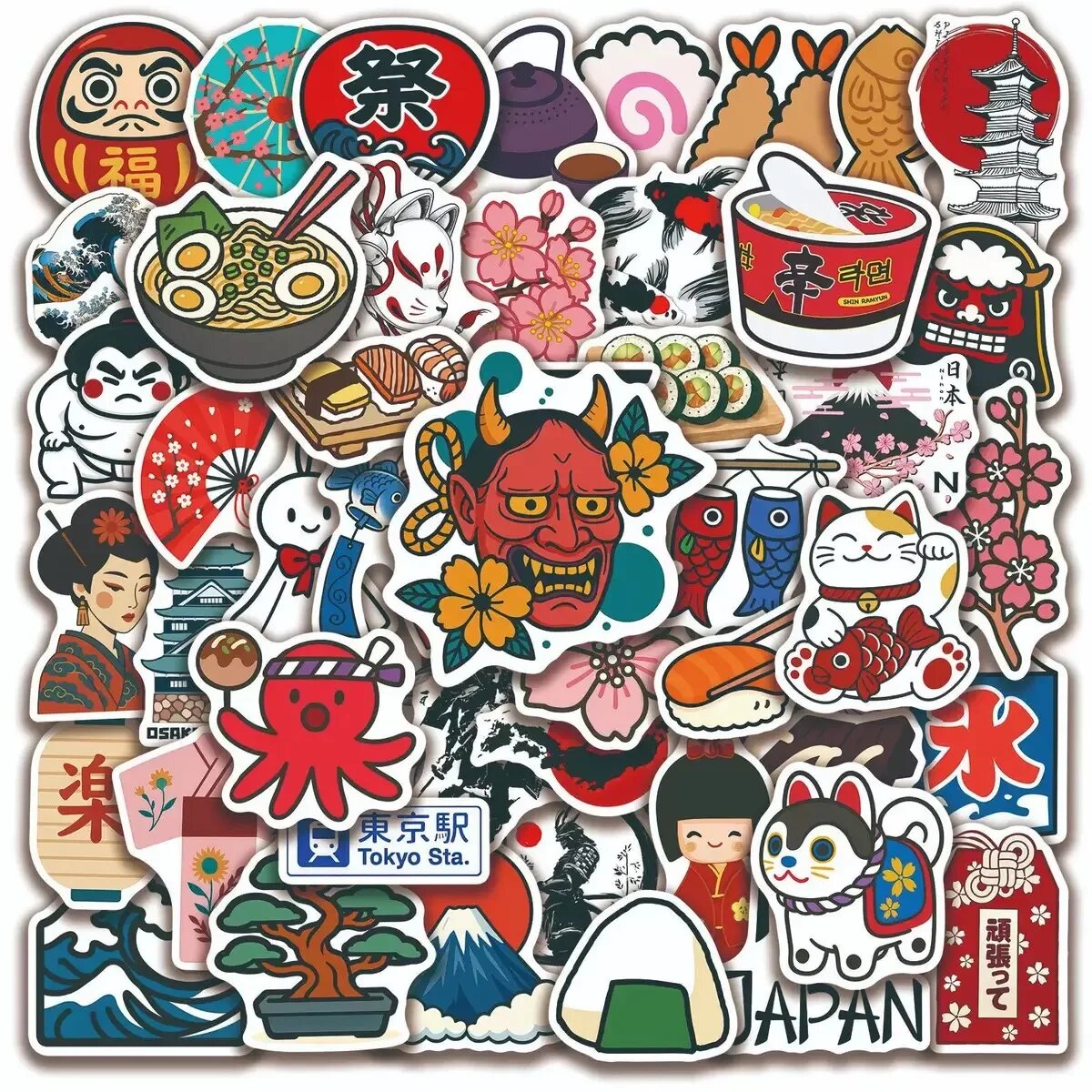 10/50 шт. классические наклейки в японском стиле с традиционной культуры для ноутбука, бутылки с водой, багажа, ноутбука, водонепроницаемые виниловые наклейки