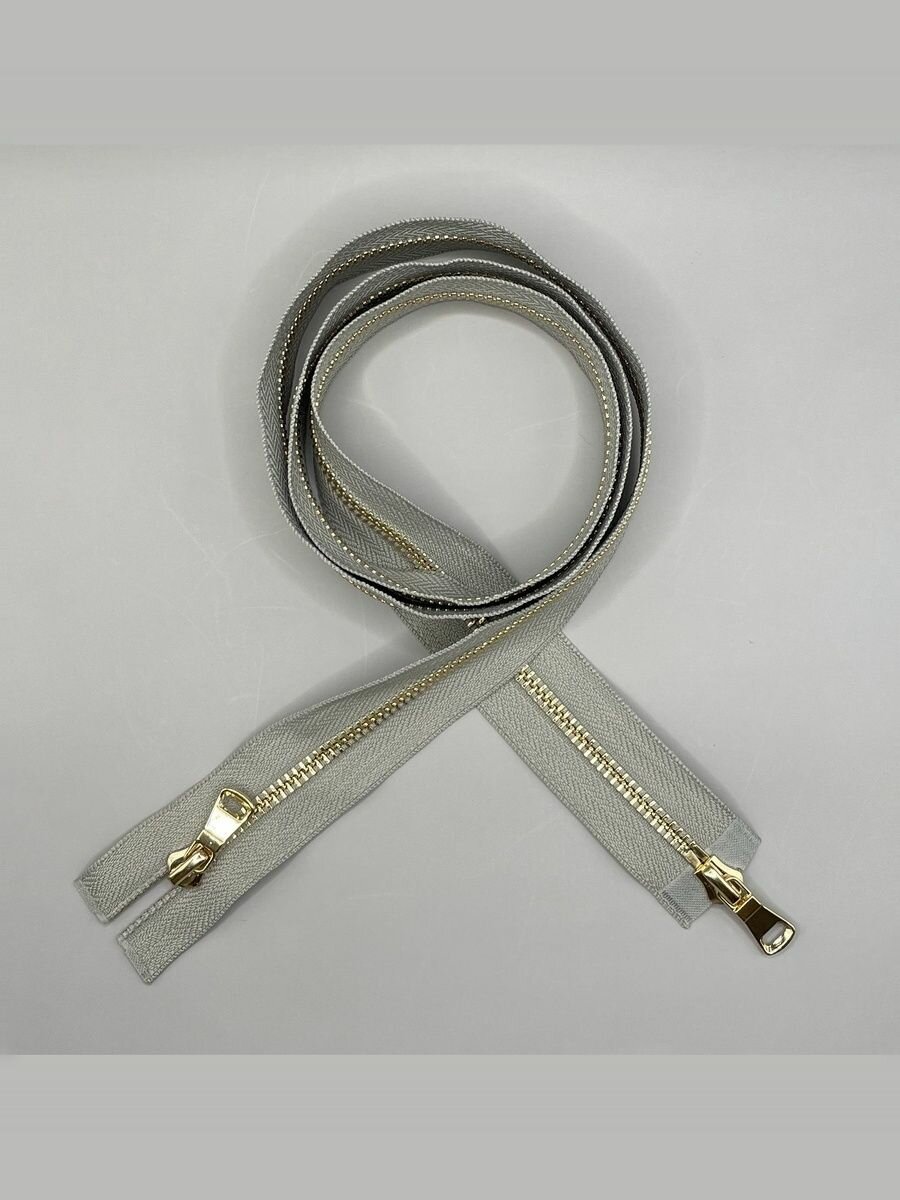 Молния(титан-легкий металл) ,110см, тип 5св. серый, зубья золото,2 замка.1шт.