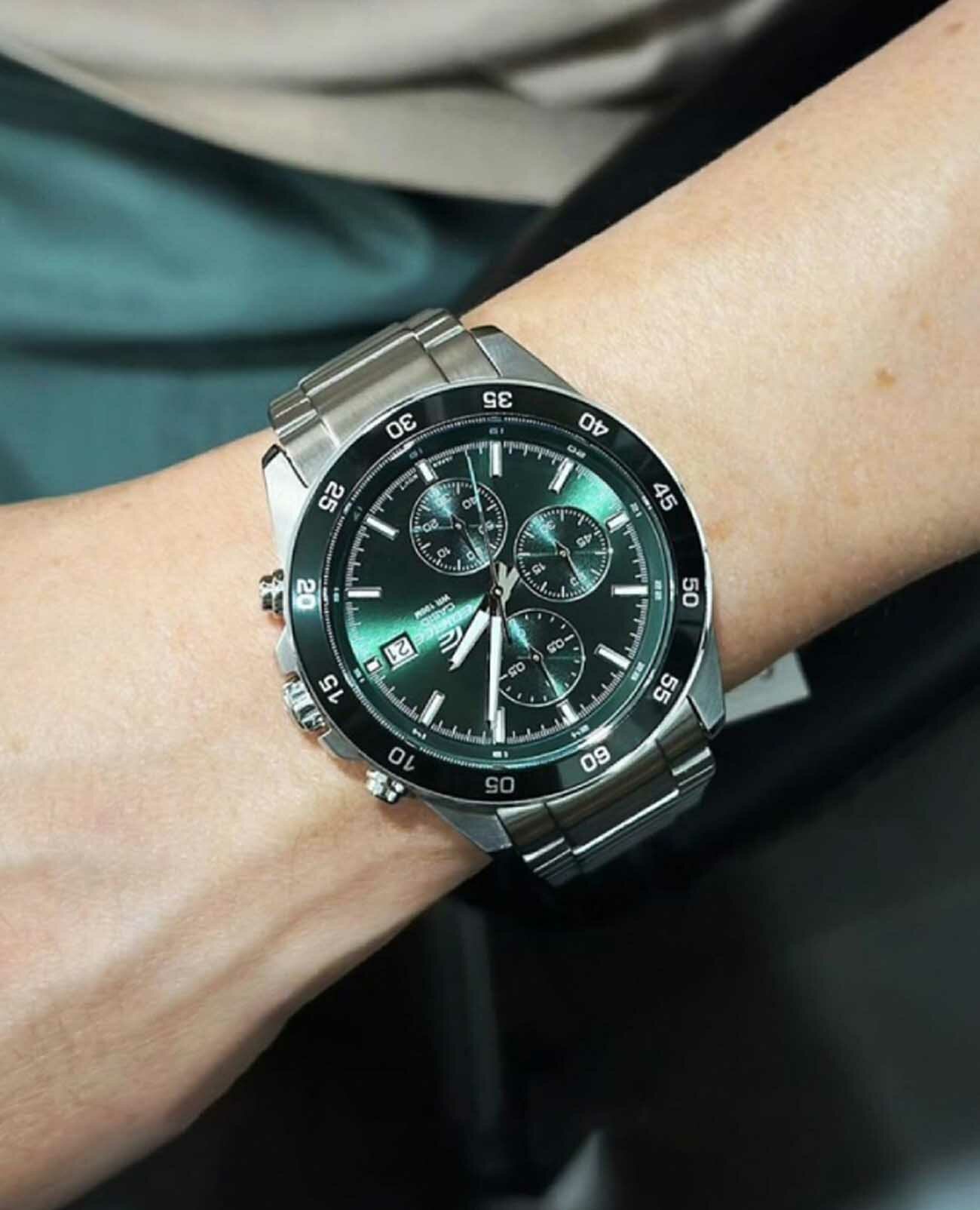 Наручные часы CASIO, зеленый, серебряный — фото 1