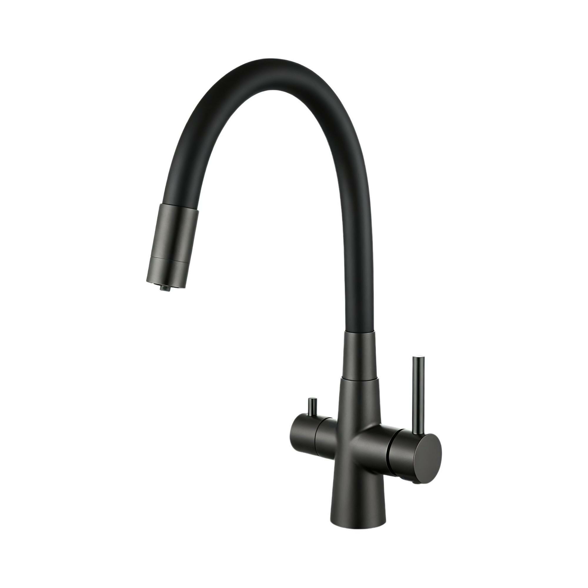 Смеситель для кухни Avrora Kitchen под фильтр, гибкий излив, AV9008GM, оружейная сталь