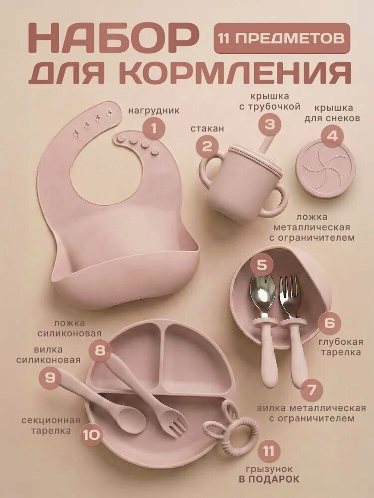 Набор детской посуды для кормления силиконовый