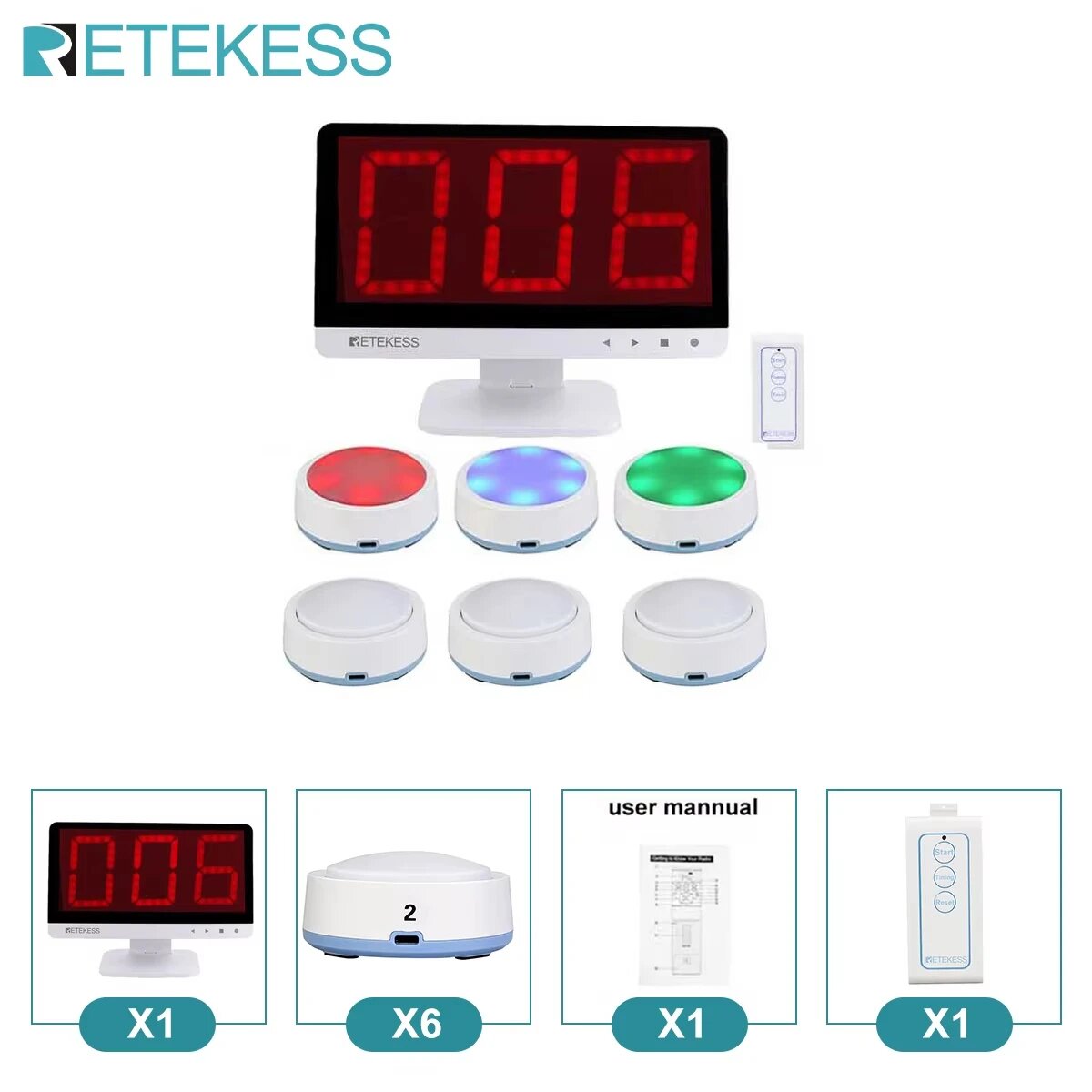 Retekess TM101 Зуммер для игр, 6 кнопок, цвет 1