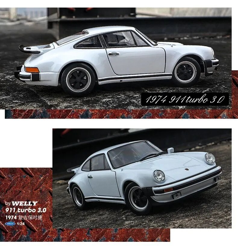 WELLY 1:24 1974 Porsche 911 Turbo 3.0 SportsСимулированная игрушковая машина из сплава: подходит для игры и коллекционирования, тонкая работа и точное воспроизведение модели