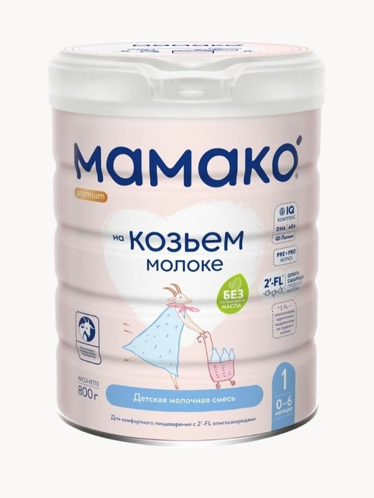 Мамако-1 premium смесь сухая на козьем молоке с олигосахаридами грудного молока 800 гр