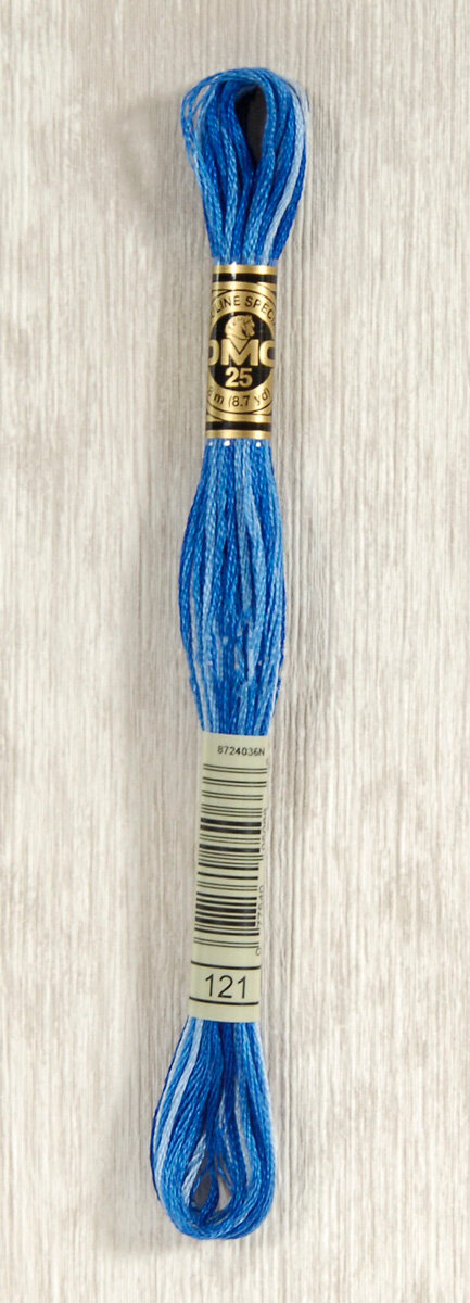 Мулине "DMC" Gold Concept меланж 100% хлопок 8 м №0121 св. голубой-голубой-т. голубой