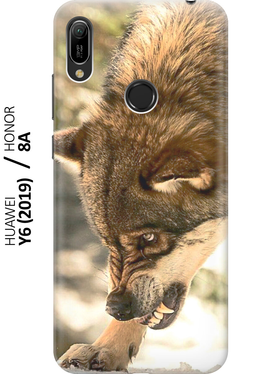 Силиконовый чехол Лютый волк на Honor 8A / 8A Pro / Huawei Y6 (2019) / Y6 Prime (2019) / Хонор 8а / 8а Про / Хуавей У6 2019 / У6 Прайм 2019