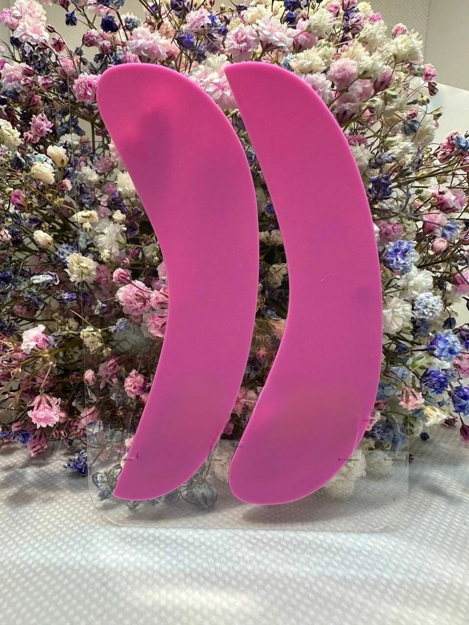 Патчи силиконовые, для LED наращивания , многоразовые, ультра-тонкие, 1 пара. Цвет - темно-розовый