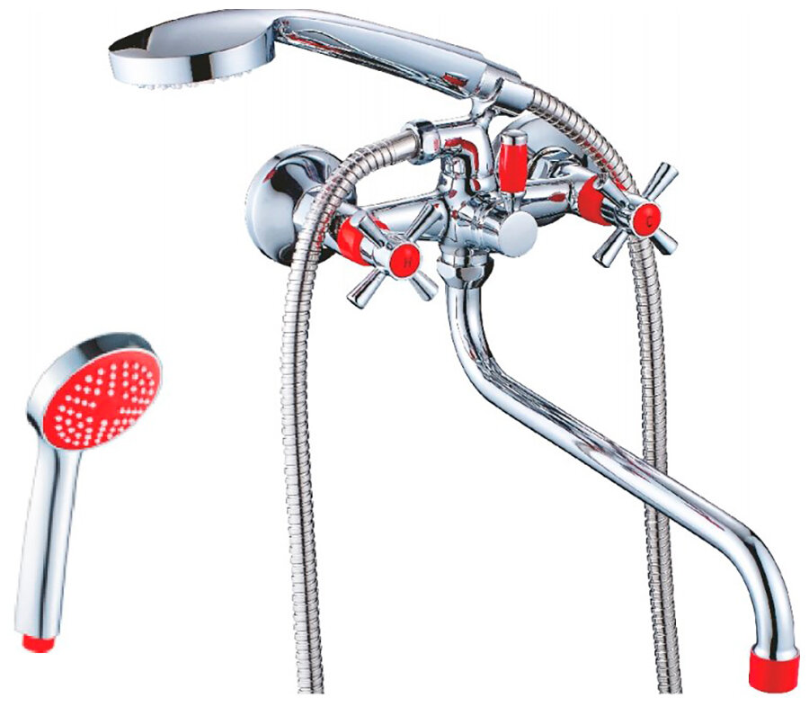 Смеситель для ванны Cron CN142/красный, (CN22142-6)