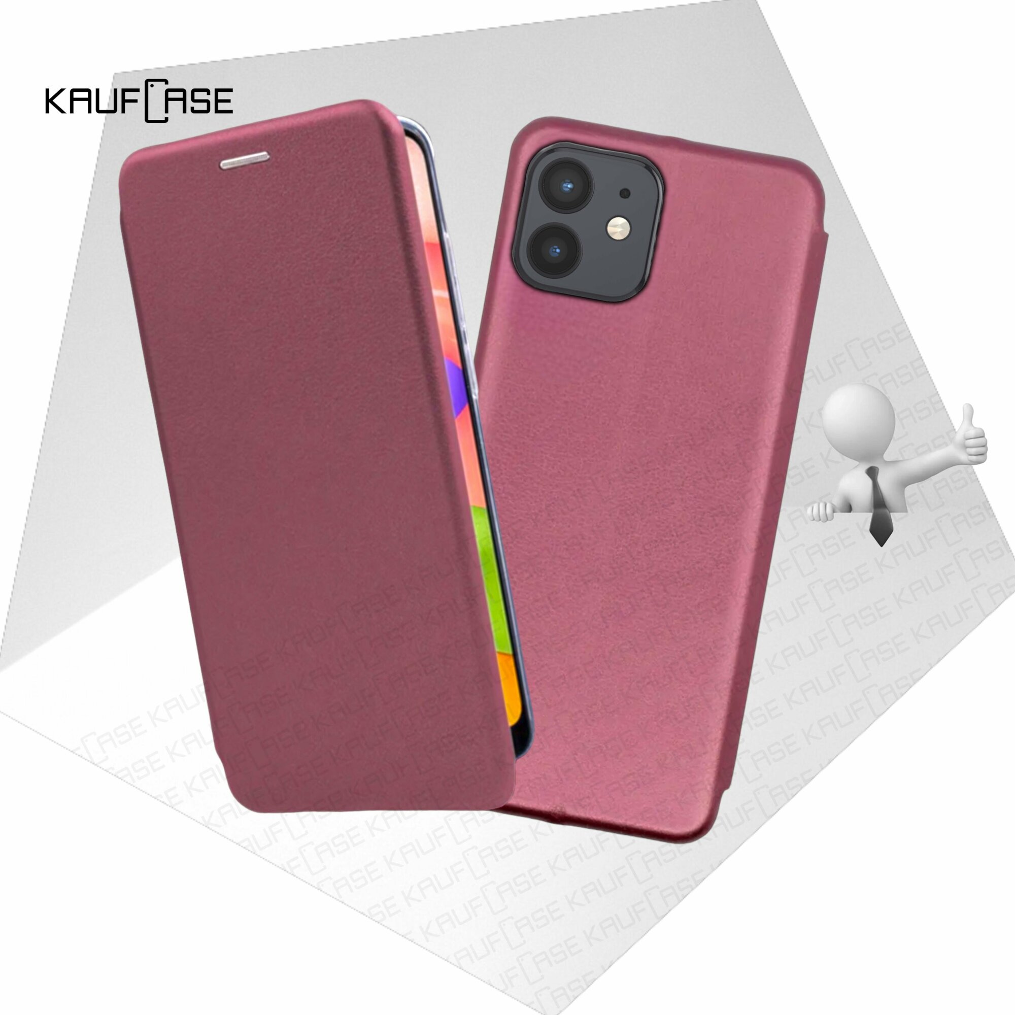 Чехол книжка KaufCase для телефона Apple iPhone 12 mini (5.4"), бордовый. Трансфомер