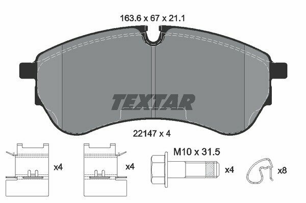 Колодки задние VOLKSWAGEN Crafter 30-50 II 2016- Type TRW TEXTAR 2214701