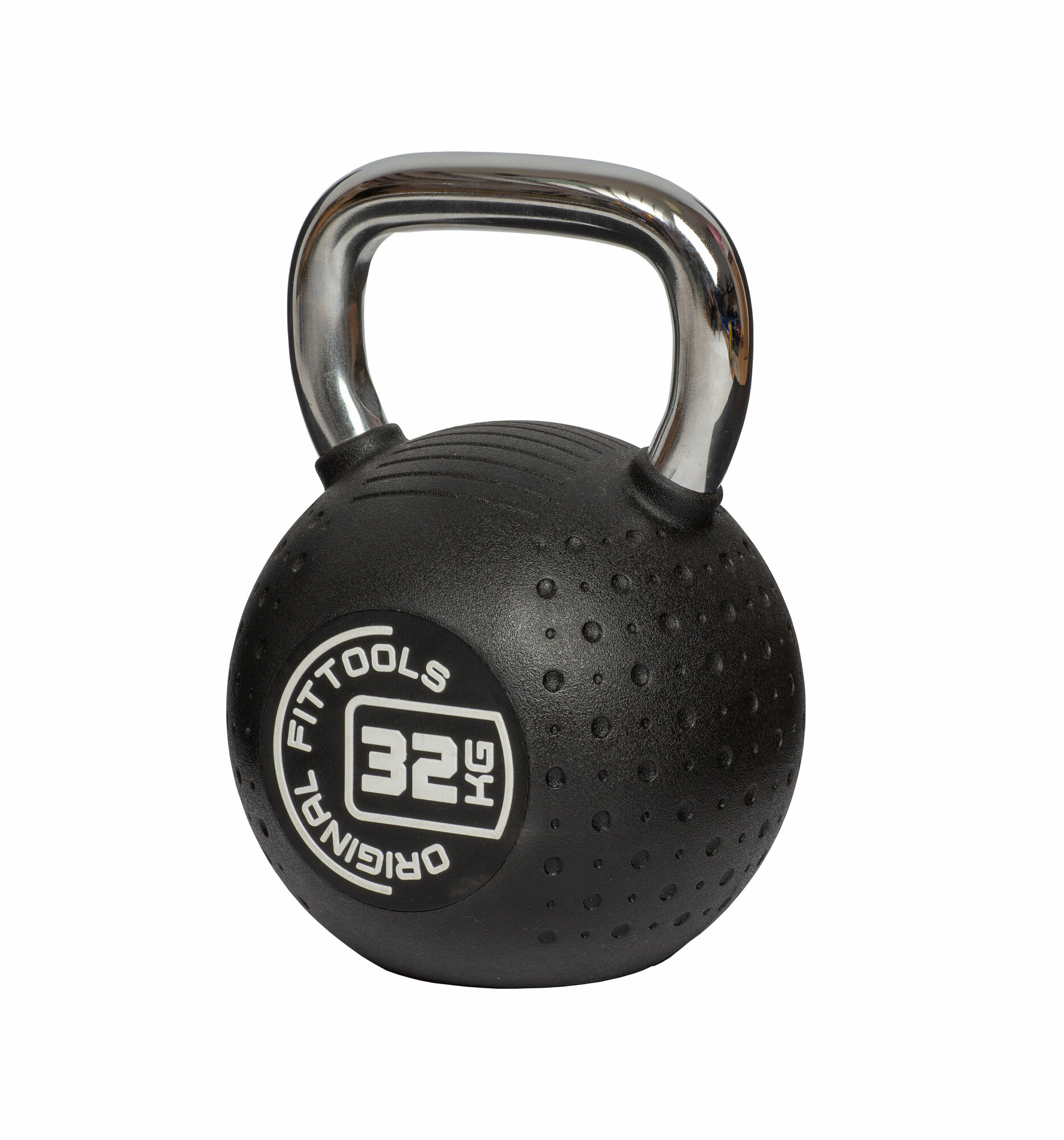 Гиря 32 кг с хромированной ручкой Original FitTools полиуретановая CPU