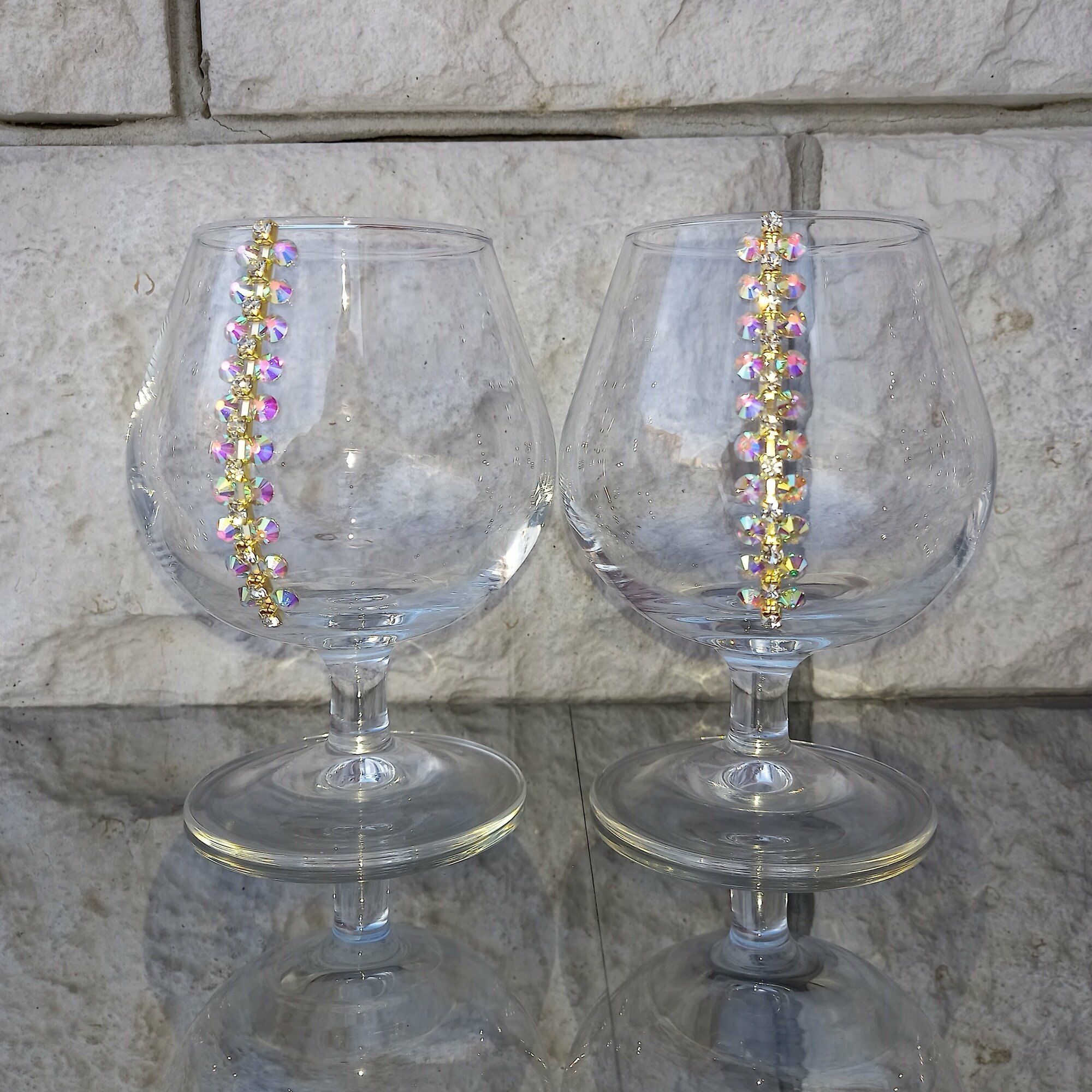 Набор 2 бокала 250мл инкрустированные ручной работы